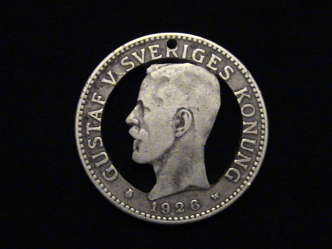 SWEDEN - Cut Coin Jewelry - 1926 - King Gustav V - SILVER - Etsy