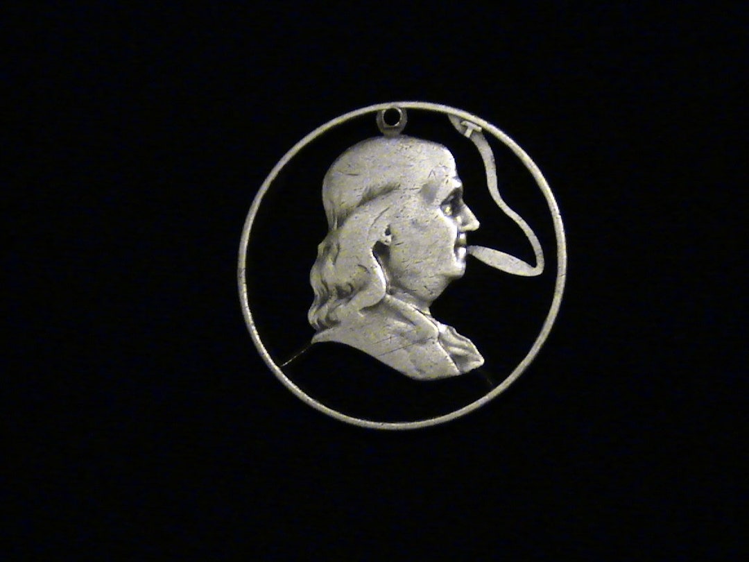 United States Cut Coin Pendant Benjamin Franklin Smoking a - Etsy