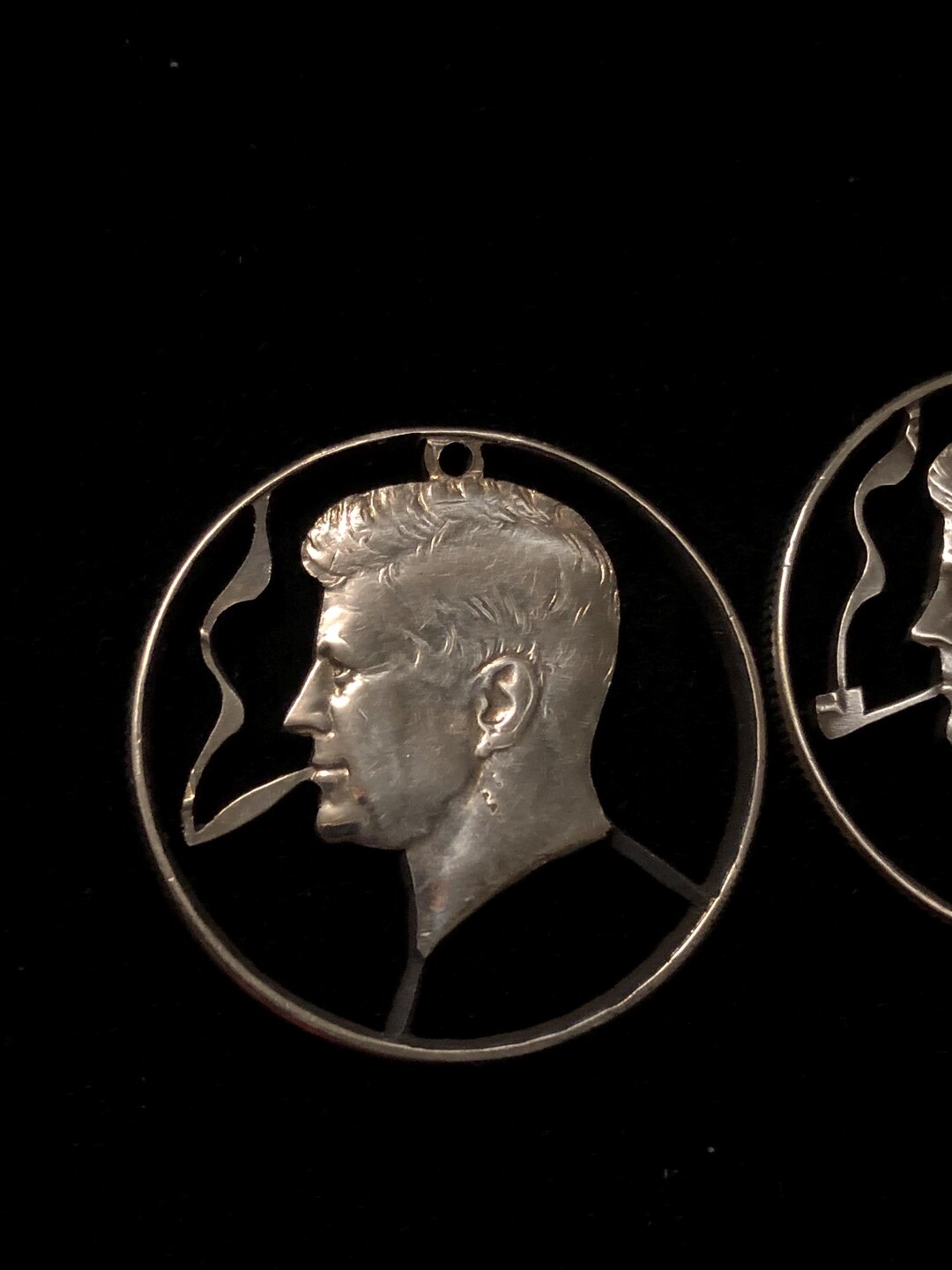 Two JFK Smoking Pendants. One With a Pipe, One With a Fatty Blunt Hand ...