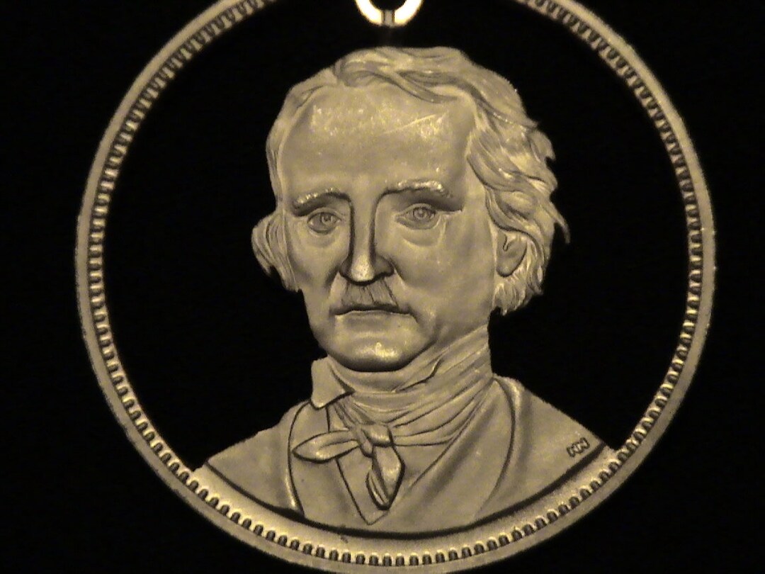 Edgar Allan Poe Cut Coin Pendant: Hand Cut Bronze Medallion Jewelry - Etsy