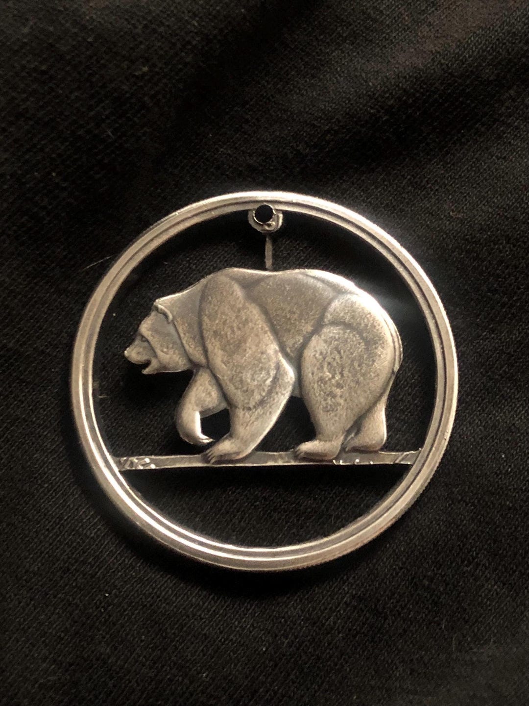 Fine Silver Grizzly Bear Pendant: California Bicentennial Medallion - Etsy