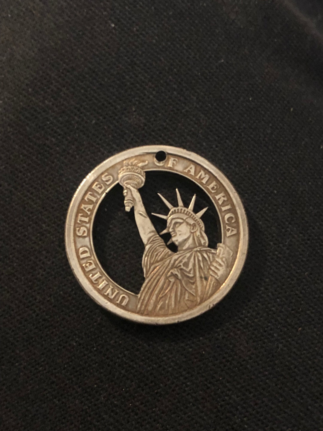 USA - Cut Coin Pendant - Vanishing NYC - Statue of Liberty - 2020 - Etsy