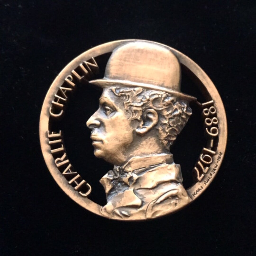 Charlie Chaplin, Hand Cut Vintage Bronze Medallion, One of A Kind ...