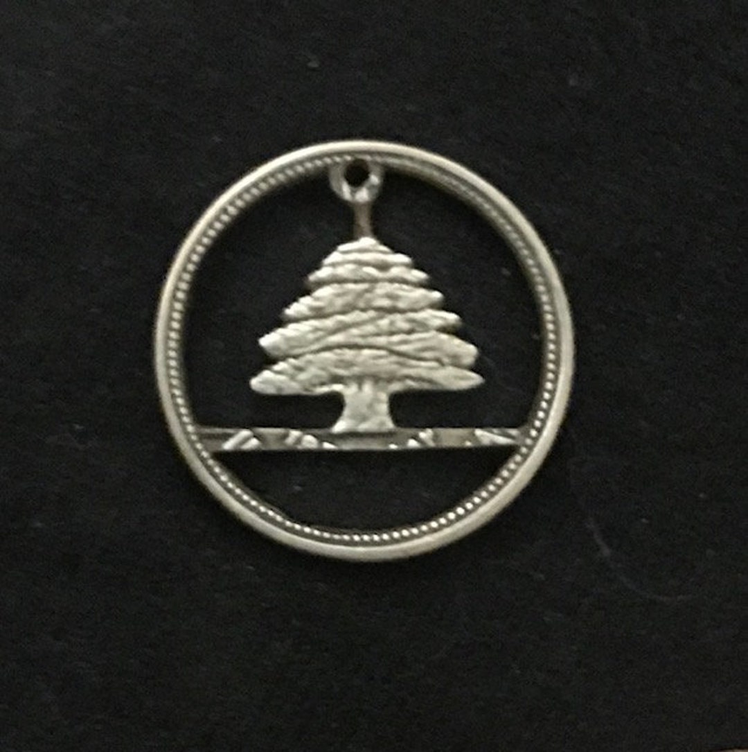Lebanon Cut Coin Pendant Lebanese Cedar Hand Cut Silver Coin Tree ...