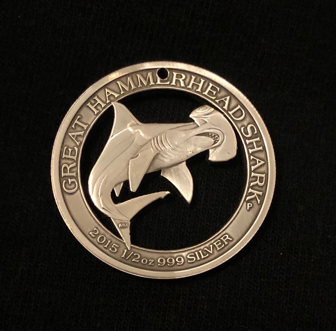 Cut Coin Jewelry, Hammerhead Shark, Hand Cut Pure Silver Bullion ...