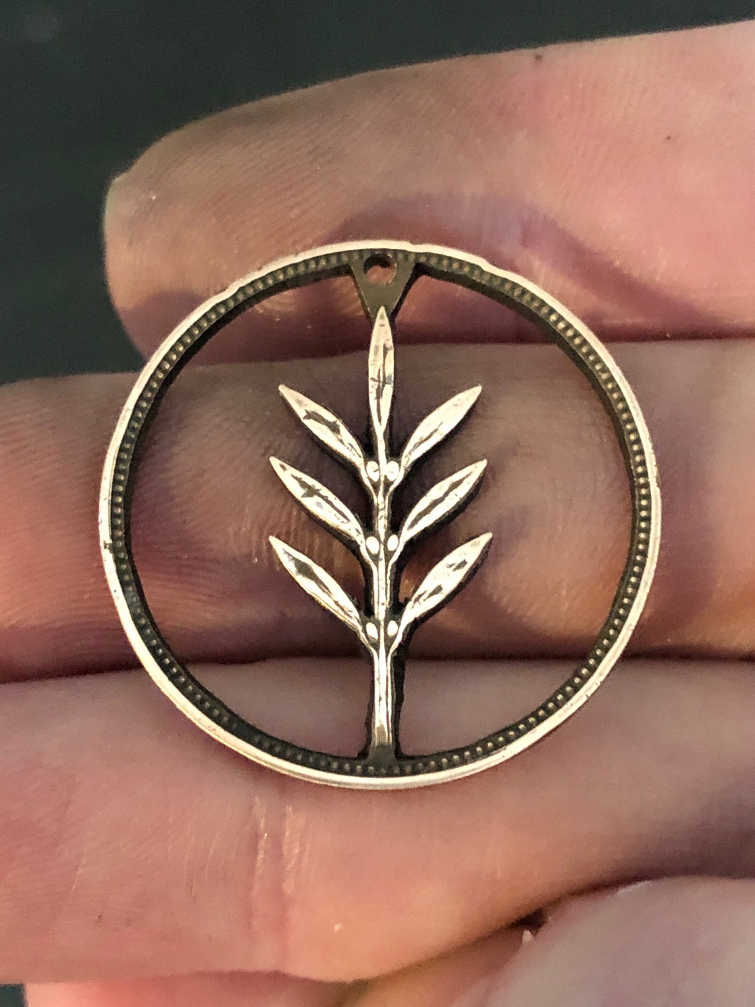 PALESTINE - Stop the Genocide - Cut Coin Pendant Olive Tree Seedling ...