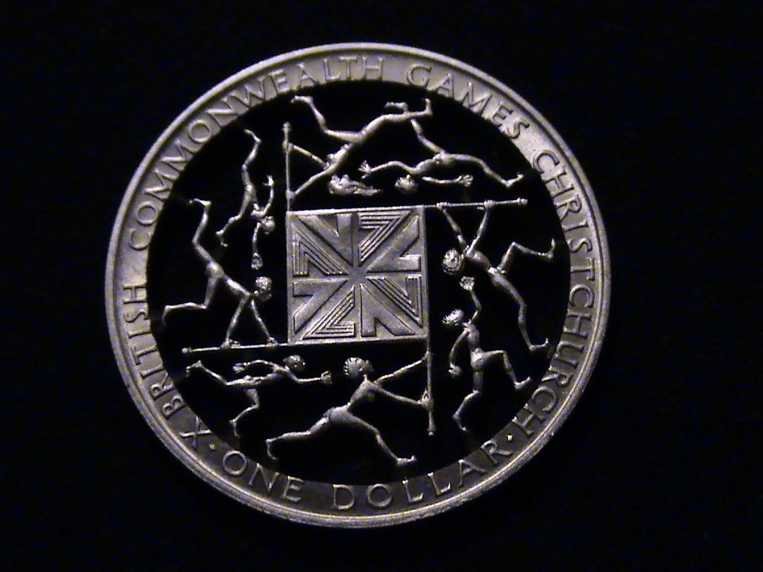 1974 New Zealand - Cut Coin Pendant - W/ Athletes From the Commonwealth ...