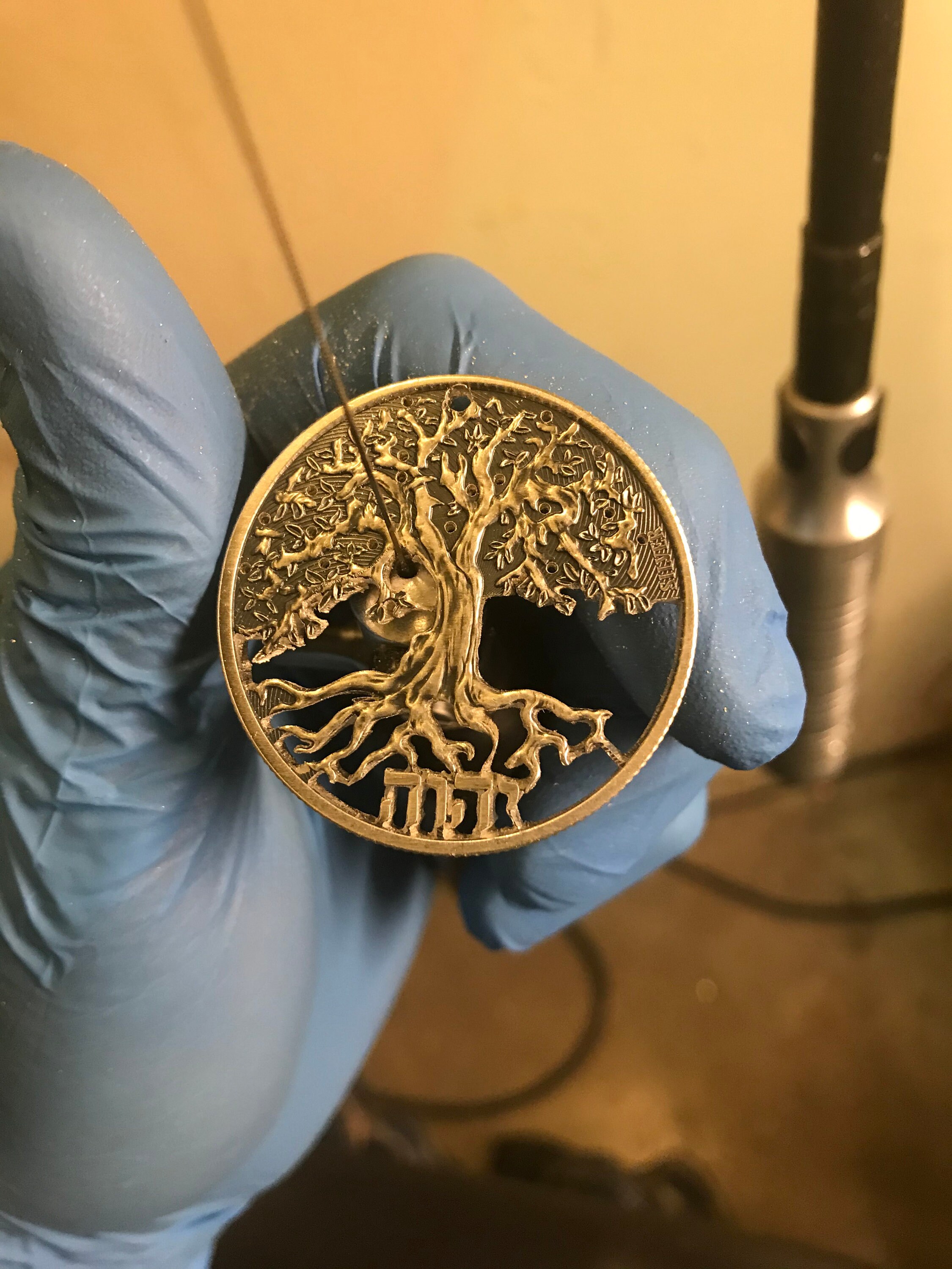 Tree of Life Hand Cut Medallion Yahweh in Hebrew Coin | Etsy