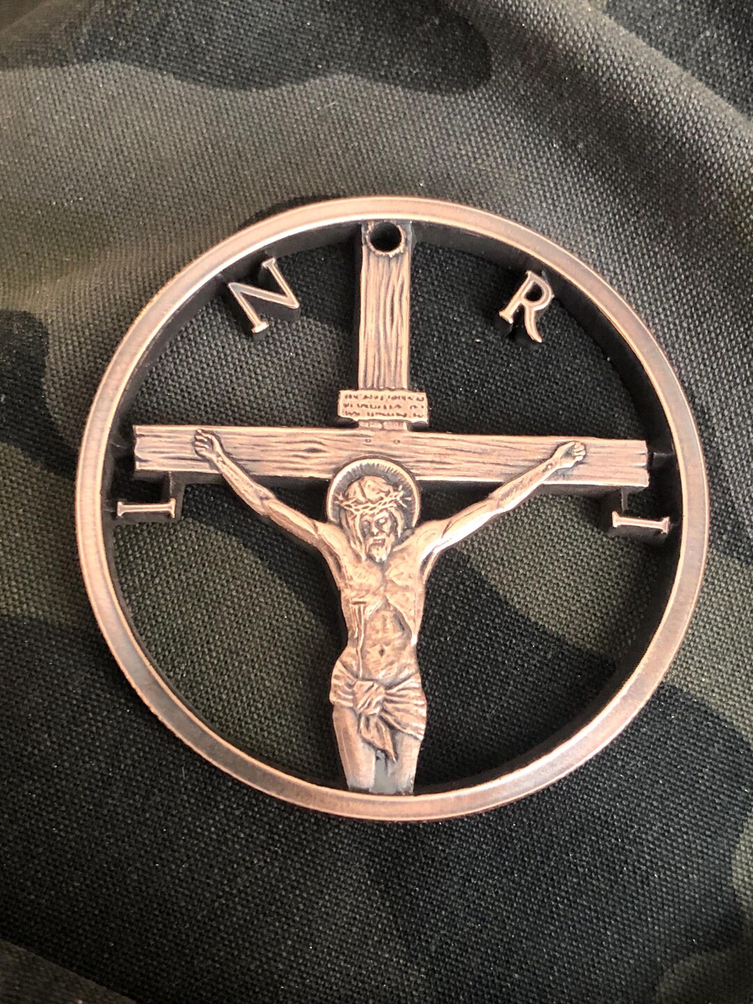 Hand Cut Copper Jesus Christ Crucifix Pendant: Christian INRI Sacred ...