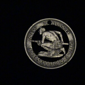 1965 New Zealand - Cut Coin Pendant - W/ Maori Tribesman Hunter - Etsy