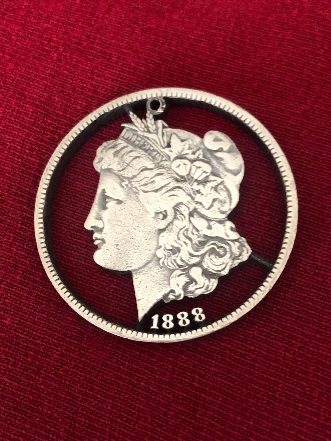 1888 Morgan Silver Dollar Hand Cut Pendant Silver Jewelry Hand Crafted ...