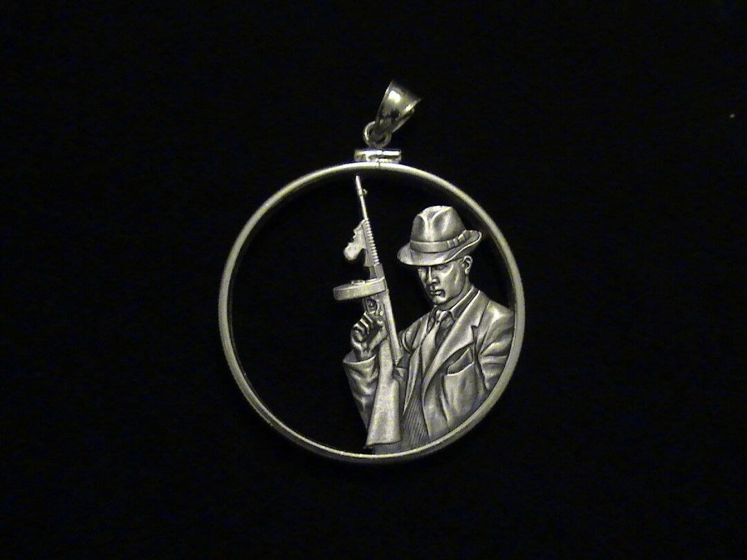 Tommy Gun Wielding, Gangster Henchman, Cut Coin Jewelry, Great ...