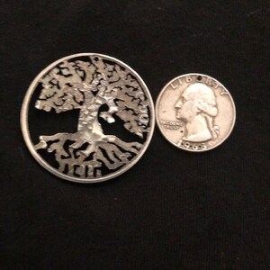 Tree of Life, Hand Cut Medallion, Yahweh in Hebrew, Coin Cutting Feat ...