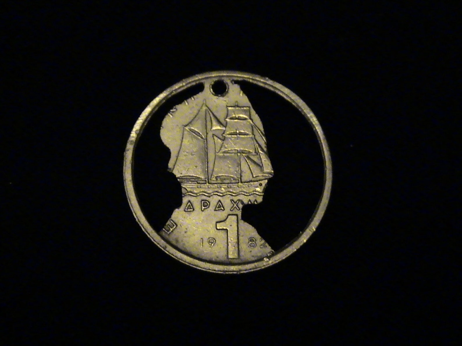 GREECE Cut Coin Pendant Konstantinos Kanaris Greek - Etsy
