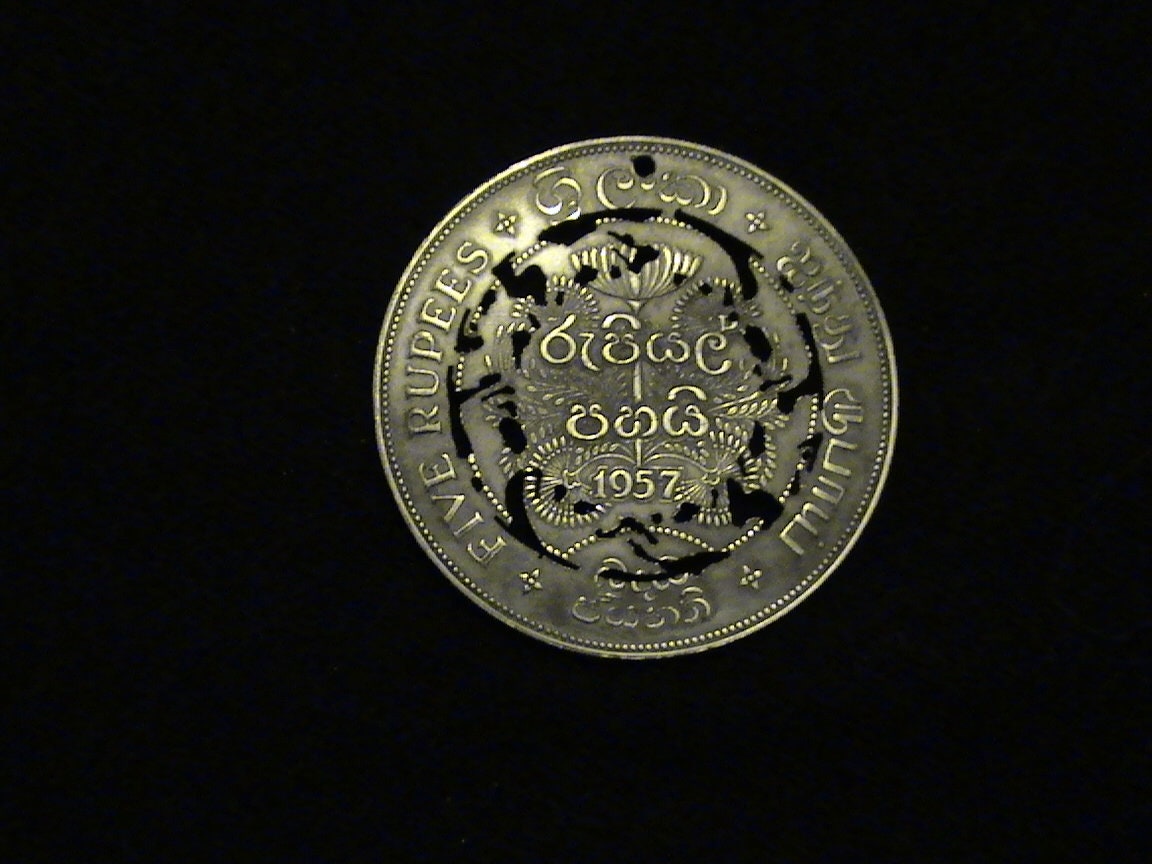 Ceylon/Sri Lanka cut coin pendant Elephants Cattle Lions | Etsy