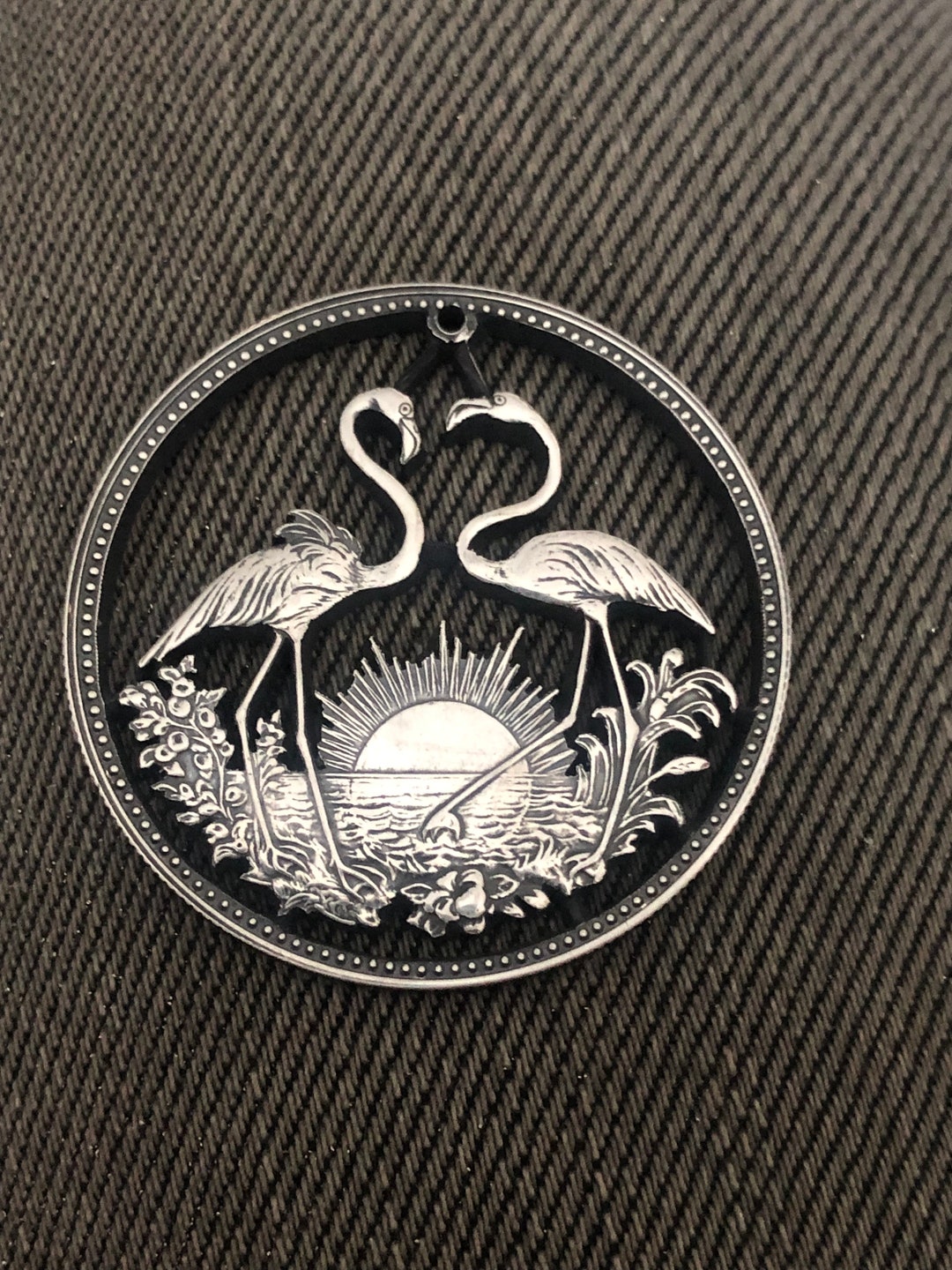Bahamas - Cut Coin Pendant - Flamingos - Sterling Silver - 1974 ...