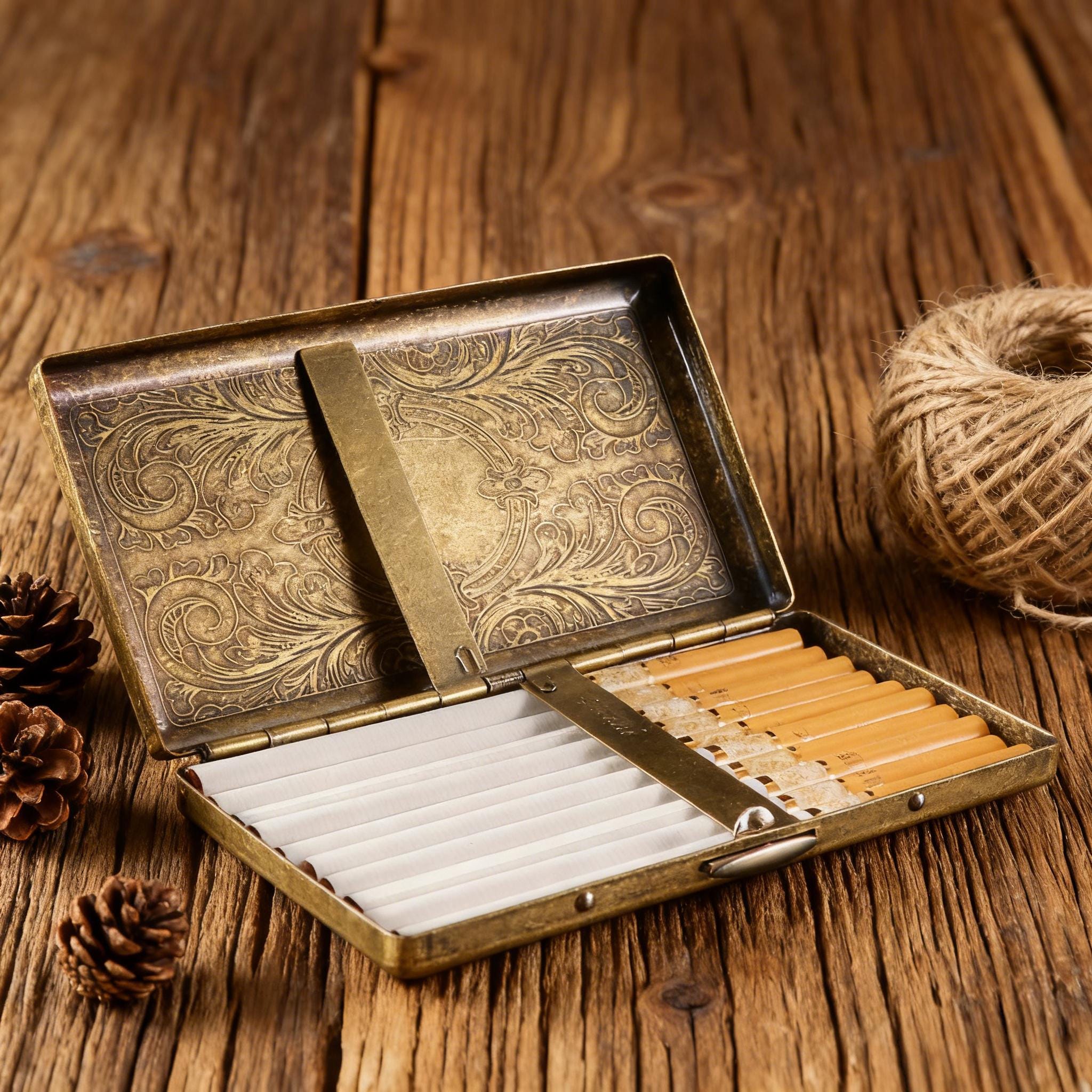 Custom Vintage Engraved Cigarette Metal Case, Personalized Cigarette ...