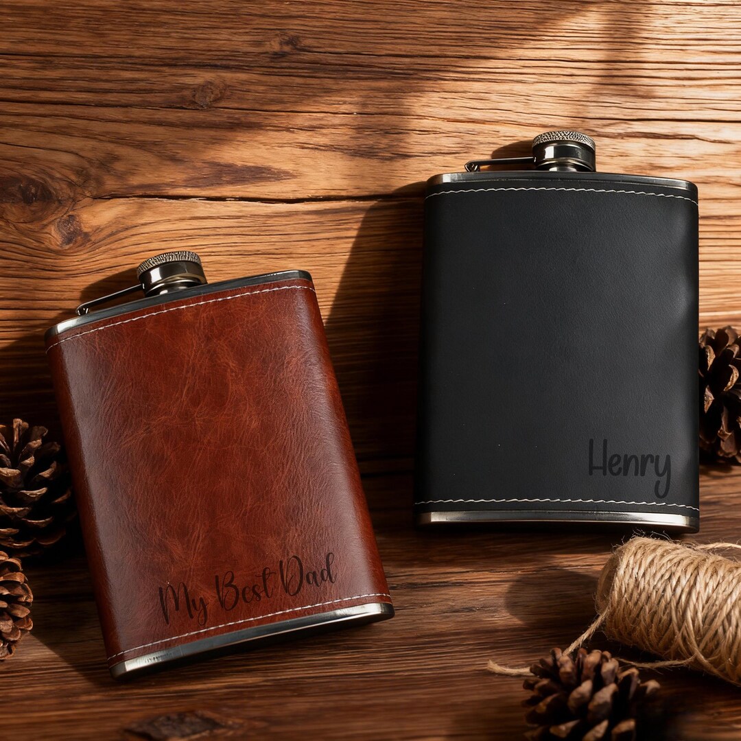 8oz Stainless Steel Flask Gift Set, Custom Flask Set, Engraved Whiskey ...