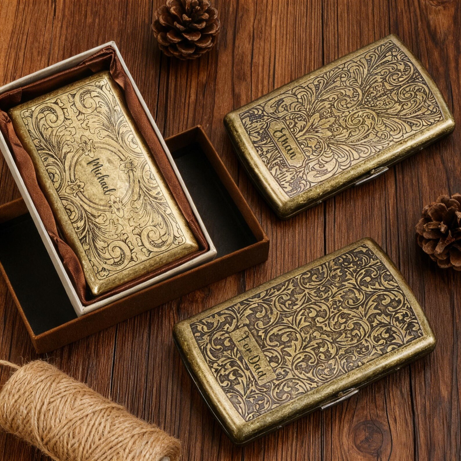 Custom Vintage Engraved Cigarette Metal Case, Personalized Cigarette ...