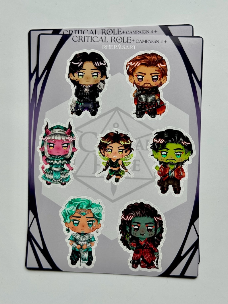 Critical Role Sticker Sheet, Kattigan, Bolaire, Murray, Vaelus, Teor ...
