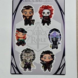 Critical Role Sticker Sheet, Kattigan, Bolaire, Murray, Vaelus, Teor ...