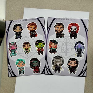 Critical Role Sticker Sheet, Kattigan, Bolaire, Murray, Vaelus, Teor ...