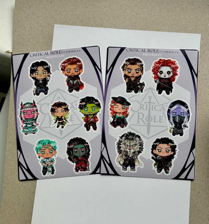 Critical Role Sticker Sheet, Kattigan, Bolaire, Murray, Vaelus, Teor ...