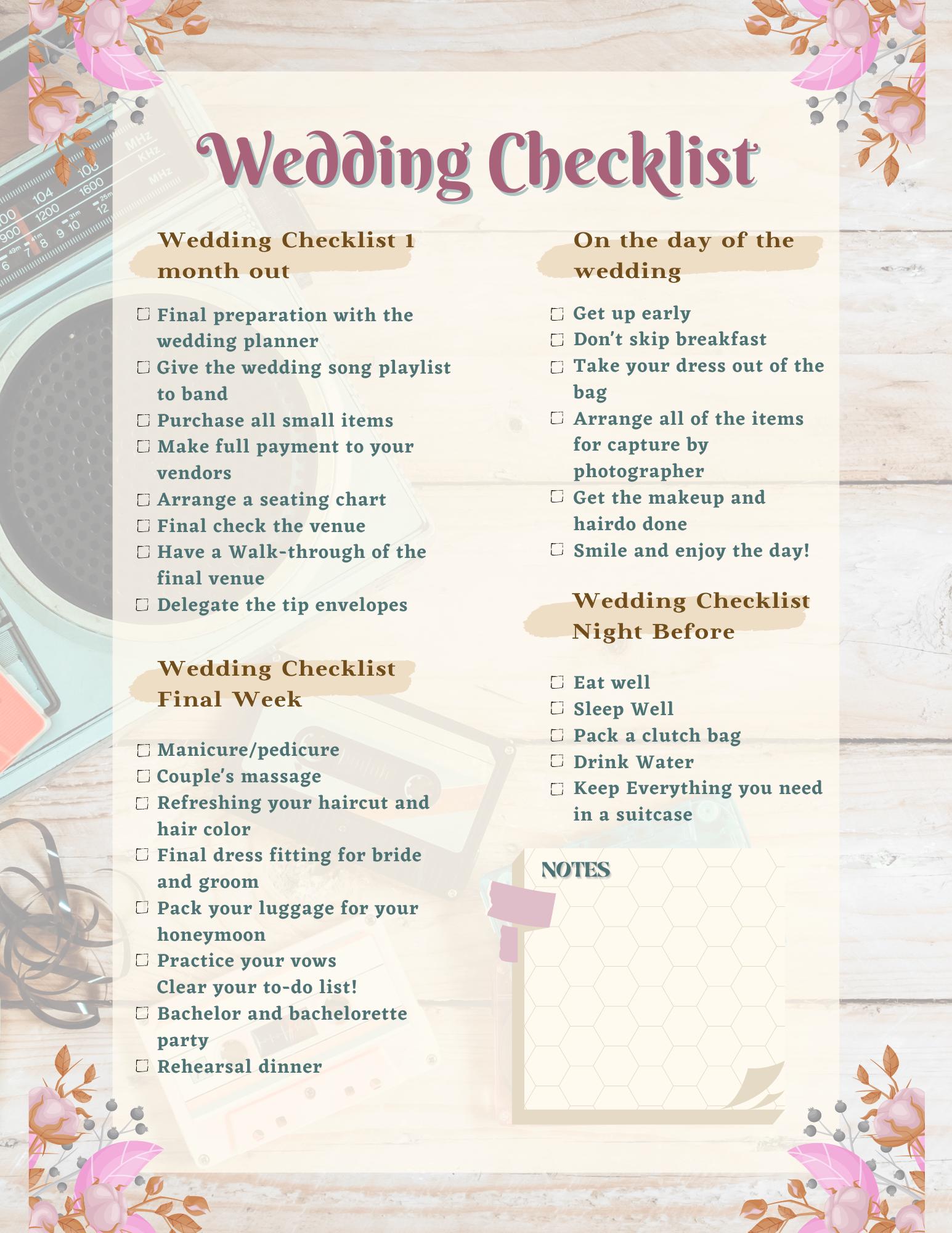 Wedding Planning Checklist, Detailed Organizer, for Perfect Wedding ...
