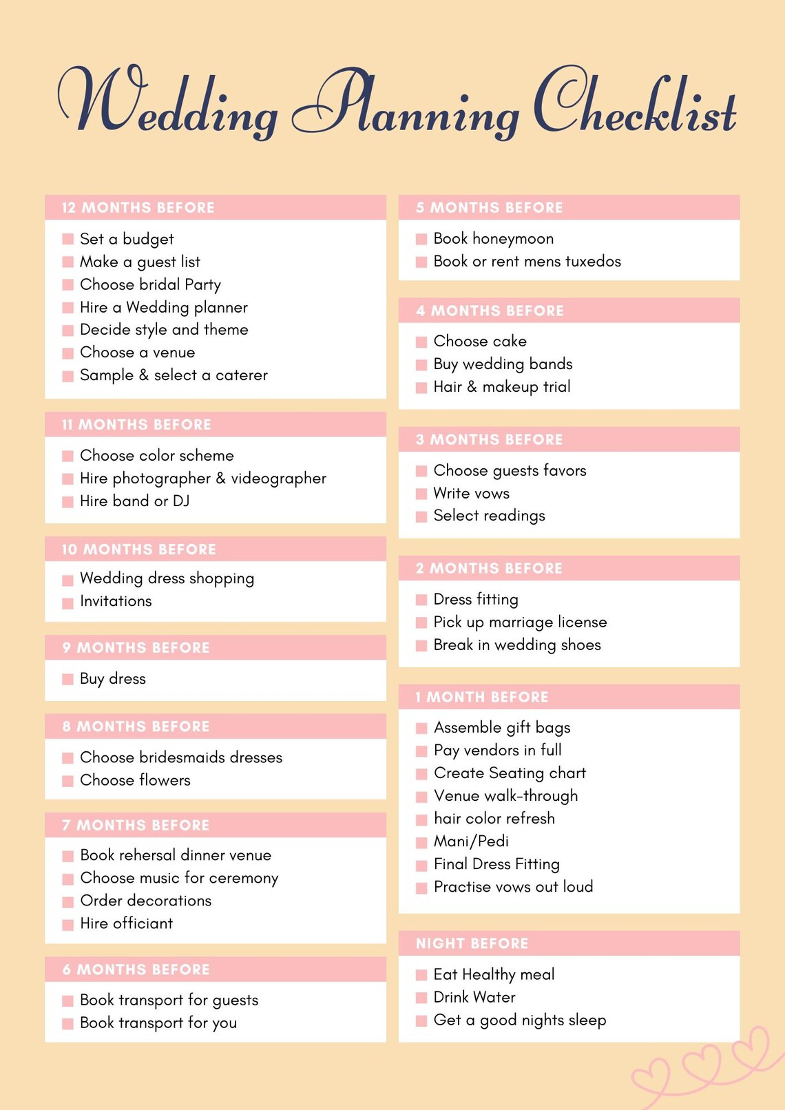 Blush Wedding Planning Checklist, Stylish Organizer for Wedding ...