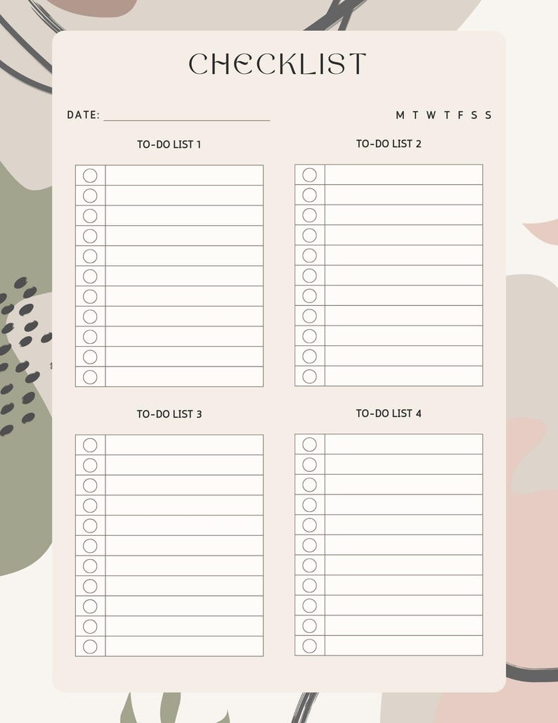 Abstract Checklist, Unique and Artsy, Streamline Your Tasks, Perfect Gift for Planners, Perfect ...