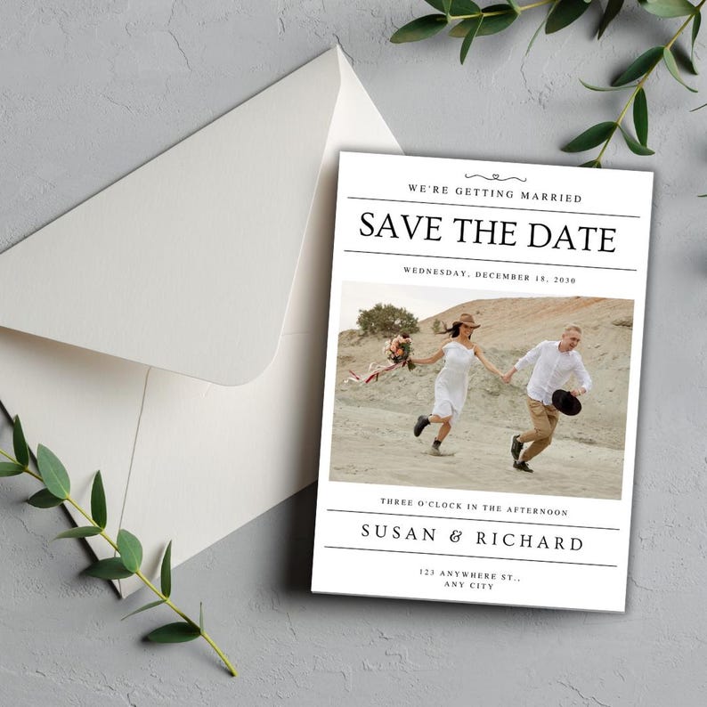 Elegant Save the Date Wedding Card, Classic Design for Wedding ...