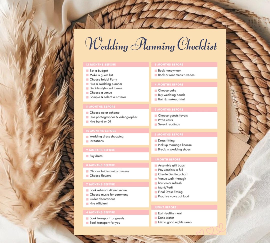 Blush Wedding Planning Checklist, Stylish Organizer for Wedding ...