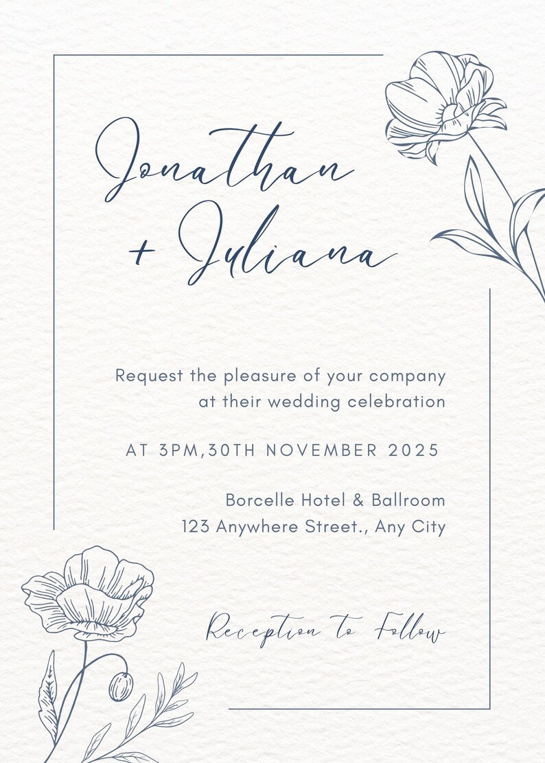 Minimalist Wedding Invitation, Elegant Design, Perfect for Modern ...