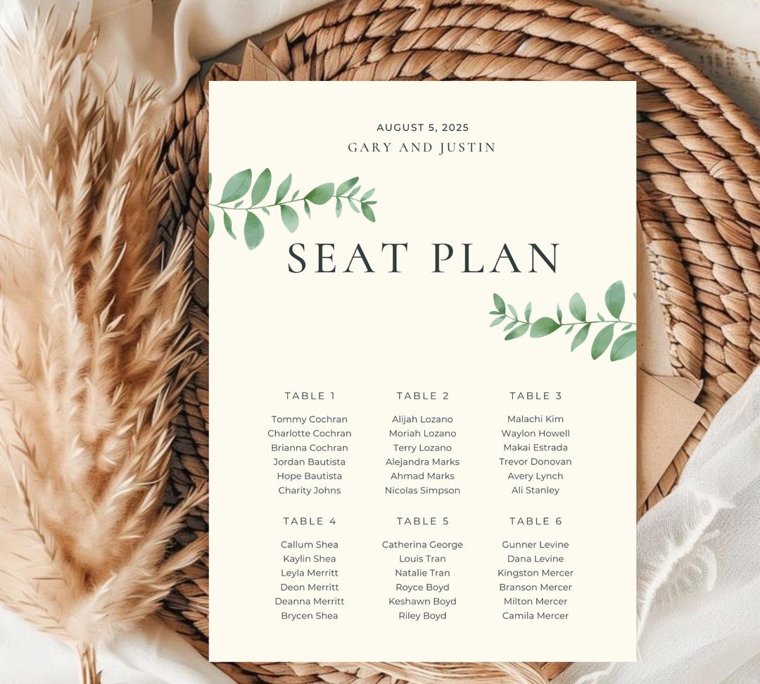 Rustic Wedding Seating Chart for Reception, Bohemian Farmhouse Style ...