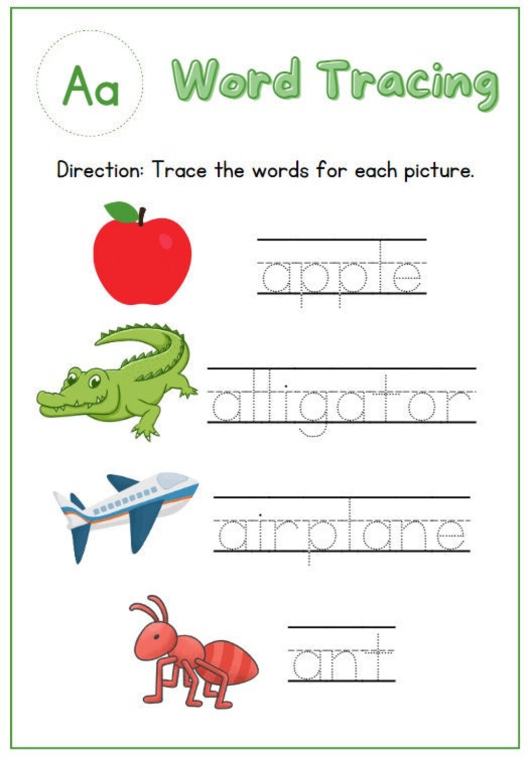 A-Z Word Tracing Handwriting Practise - Etsy