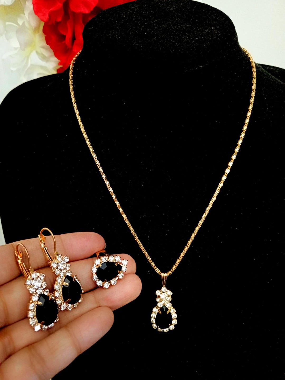 Water Drop Jewelry Set - Pakistani Indian Pendant Necklace Jewelry ...