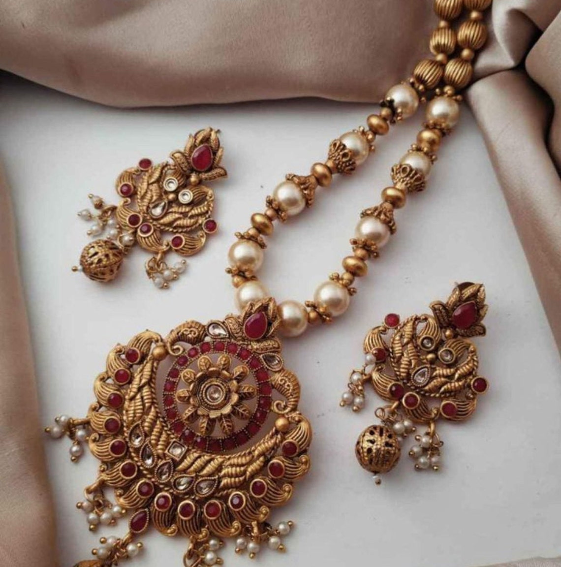 Indian Pakistani Jewelery/mala Set With Earrings/long Necklace Mala Set ...
