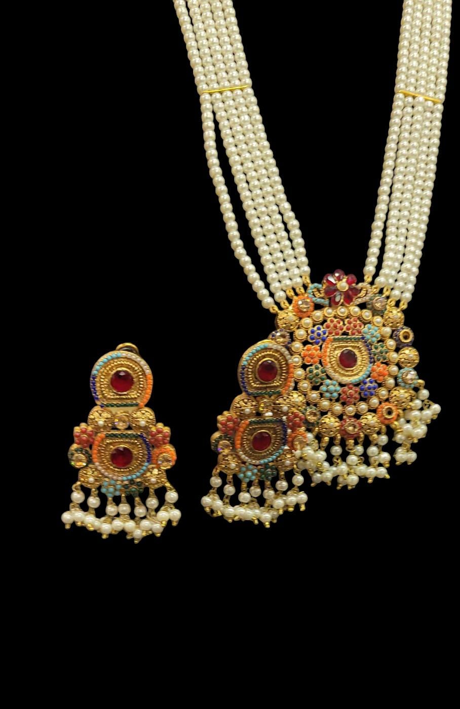 Indian/pakistani Mala Set With Earrings/jewelry for Hijabis/long Beaded ...