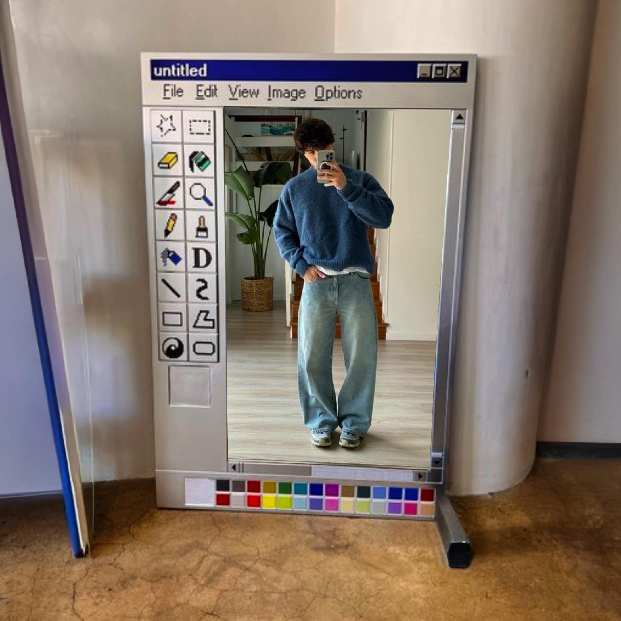 Retro Paint Mirror Frame, 90s Nostalgic Wall Art, Geeky Gamer Room ...