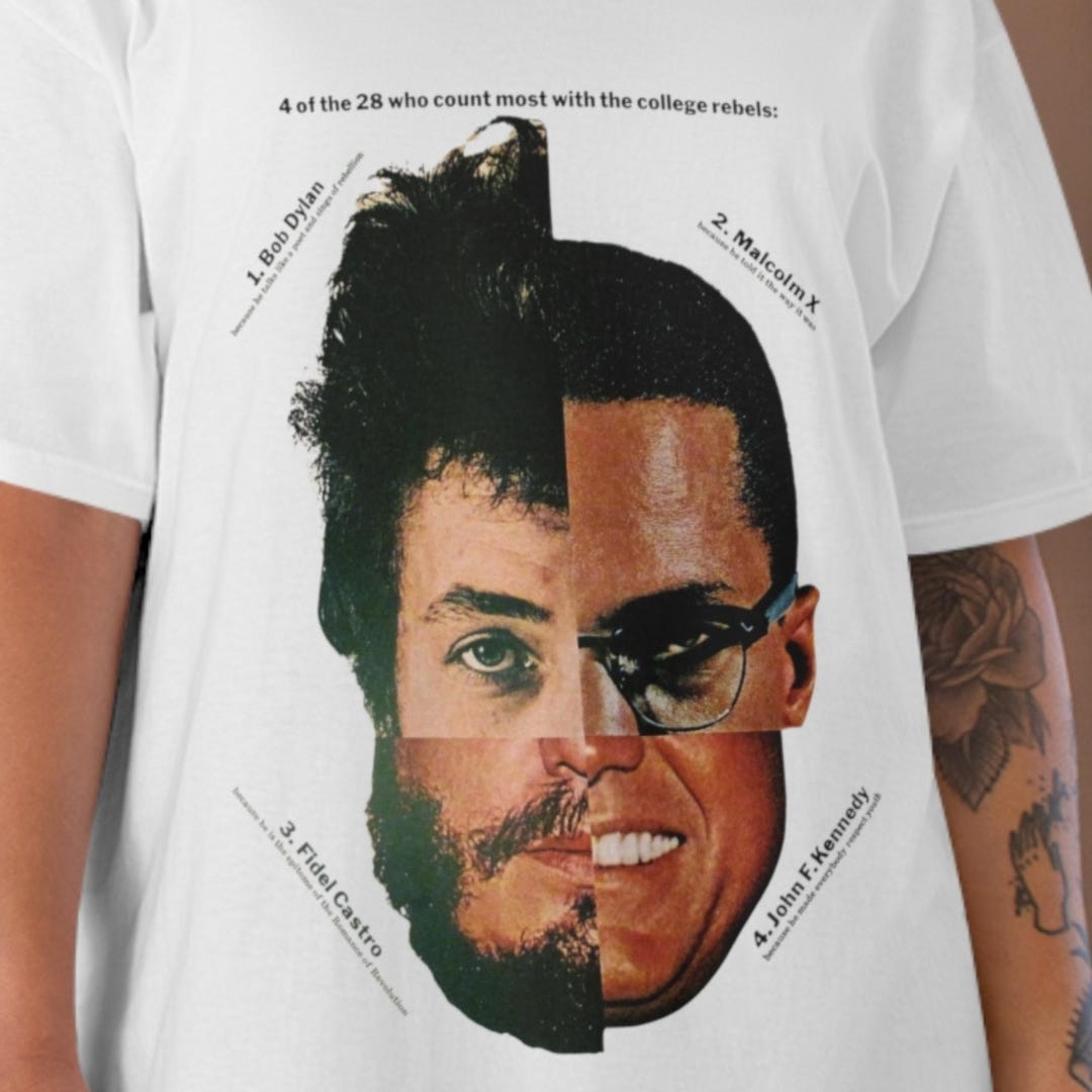 Bob Dylan Malcolm X Fidel Castro John F. Kennedy T-shirt, Rebel Icons ...