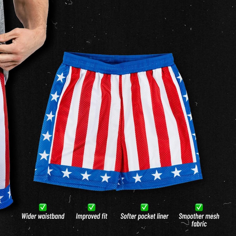 Apollo Creed Boxing Shorts: Rocky Movie Costume, American Flag Gym ...