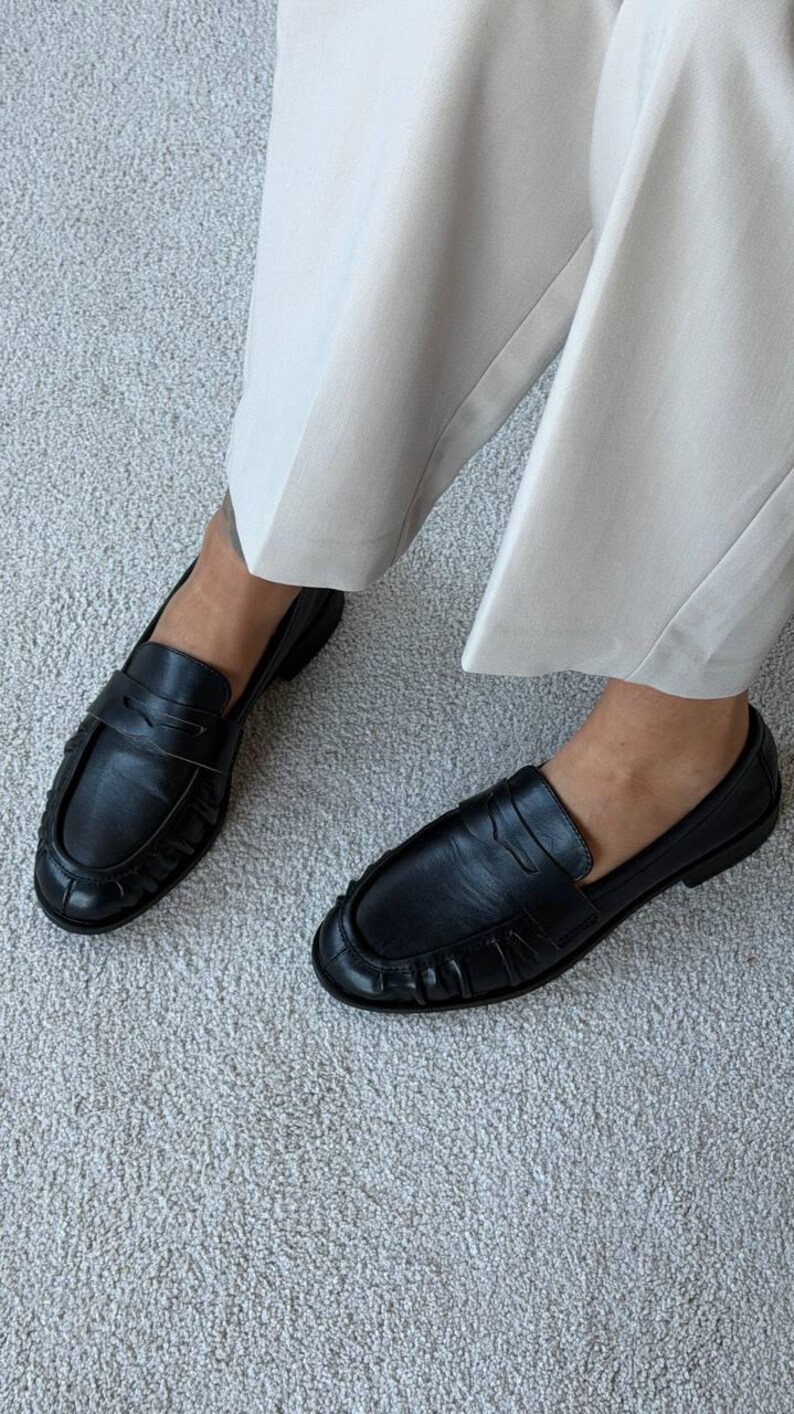 Women Leather Loafers, Brown Slip on Shoes, Classic Penny Loafers ...