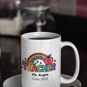 Colorful Teacher Mug - Fun Gift for Educators, Coffee Lovers, Classroom ...