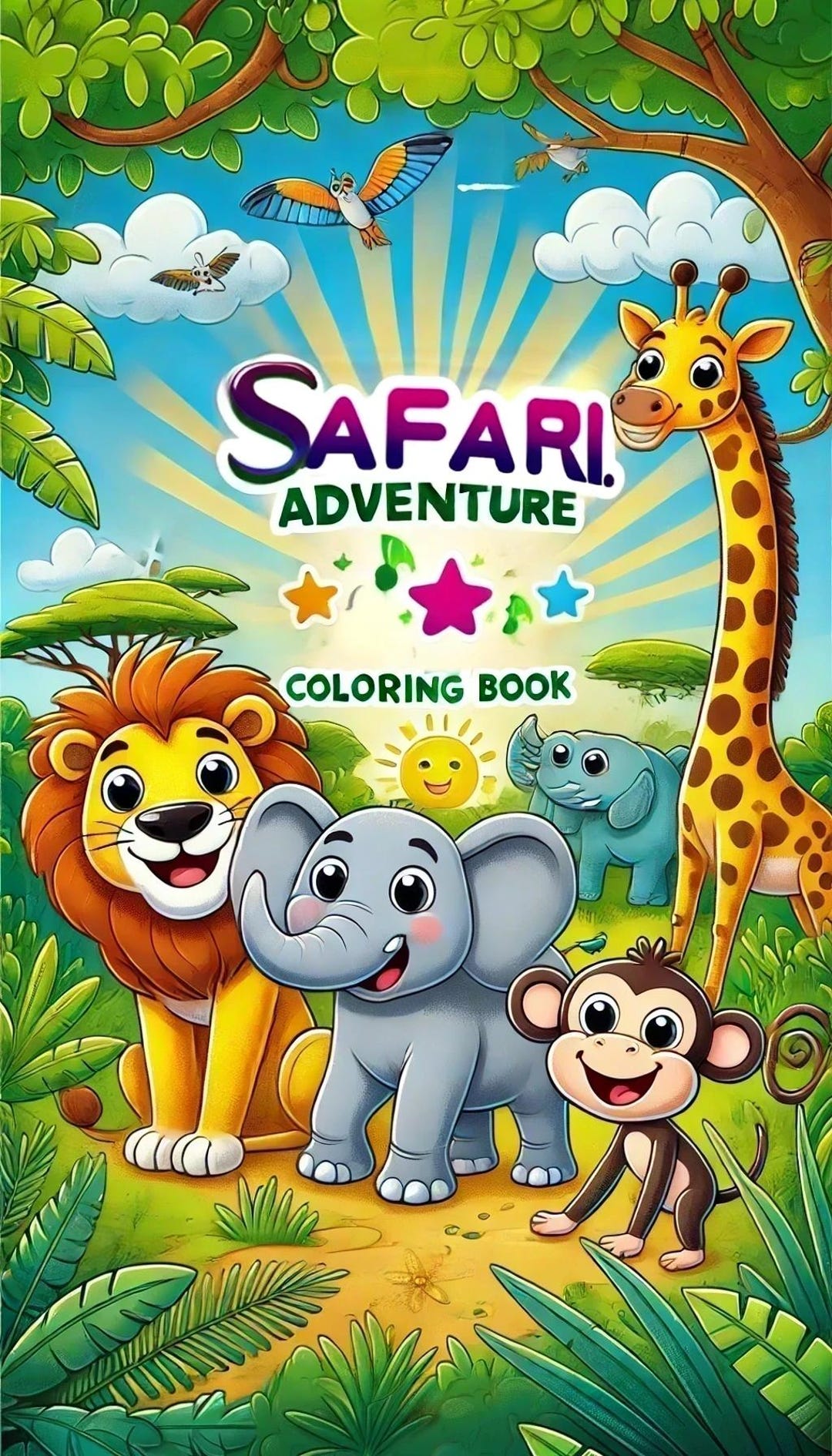 Safari Adventures Coloring Book With Names of Animals for Children - Etsy