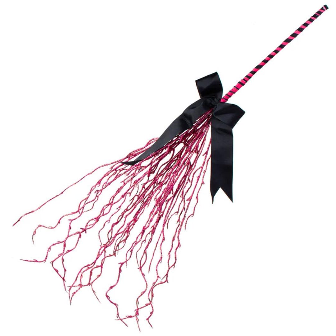 24" Glitter Twig Broom: Fuchsia & Black - Etsy