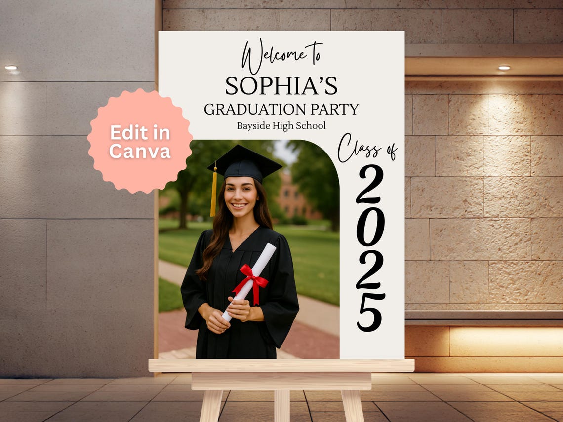Graduation Party Welcome Sign Canva Template: Class of 2026 (digital ...