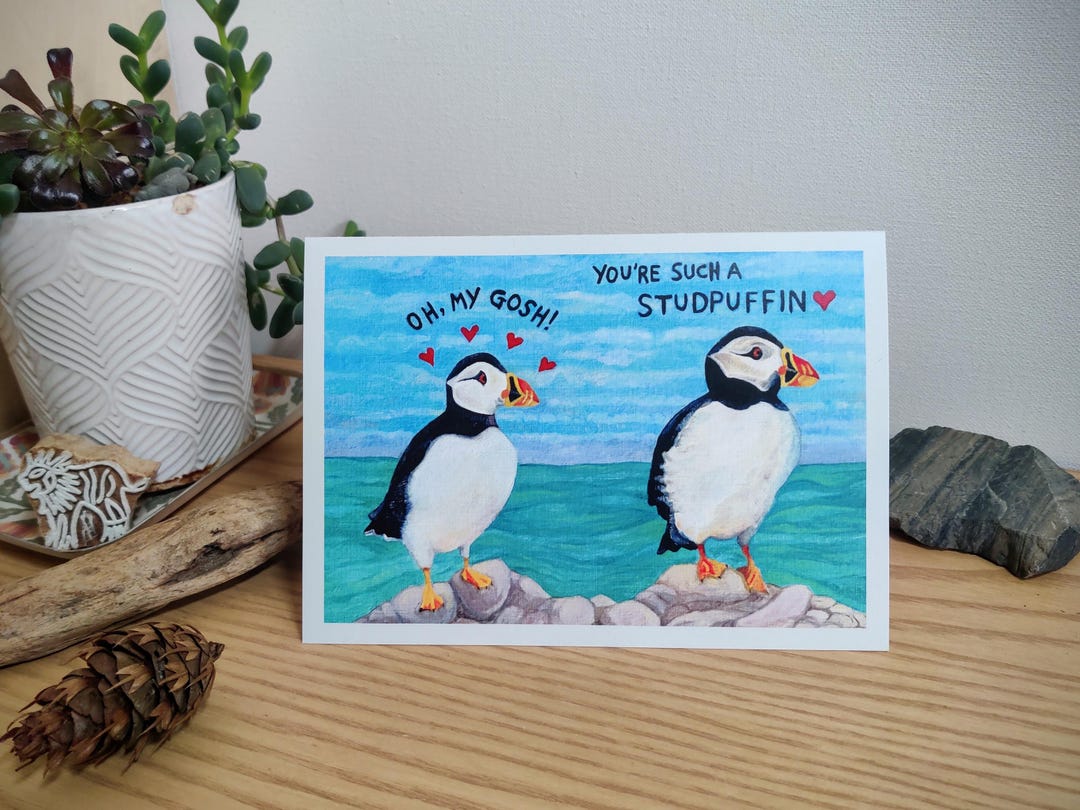 Stud Puffin Funny Greeting Card for Bird Lovers | for Valentine's Day ...