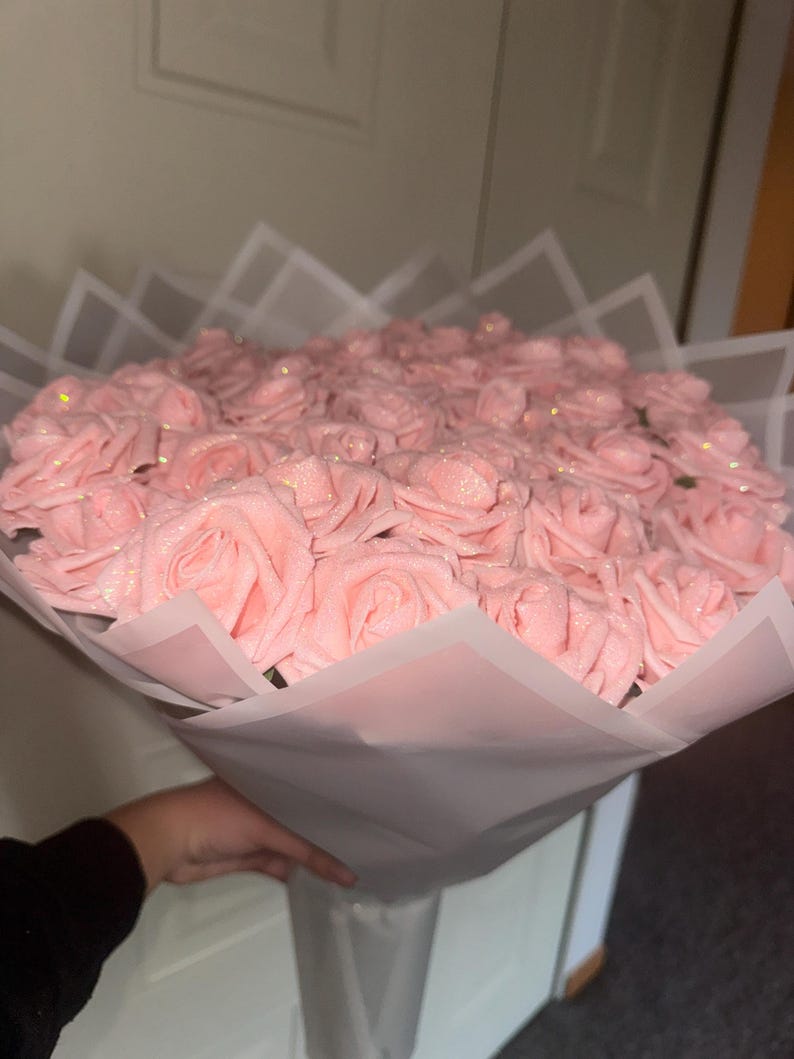 Pink Glitter Eternal Rose Bouquet Perfect for Birthdays, Anniversary’s ...