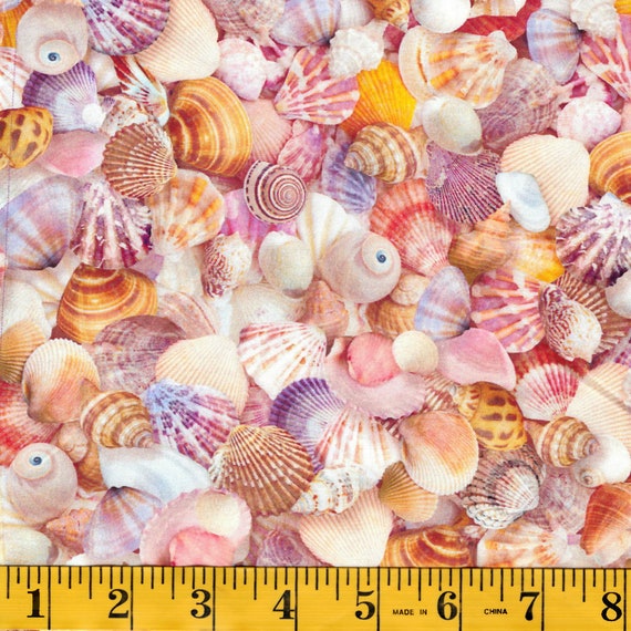 Sold by the Yard Imaginings Realistic Multi-colored Shells - Etsy