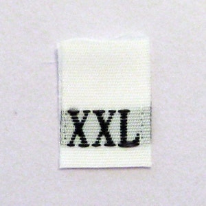 Size XXL (2XL Extra Extra Large) Woven Clothing Size Tags- White - Etsy